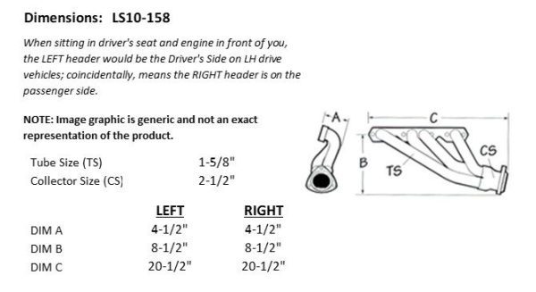 LS10-158 Header Set, GM LS Engines - Sanderson Headers